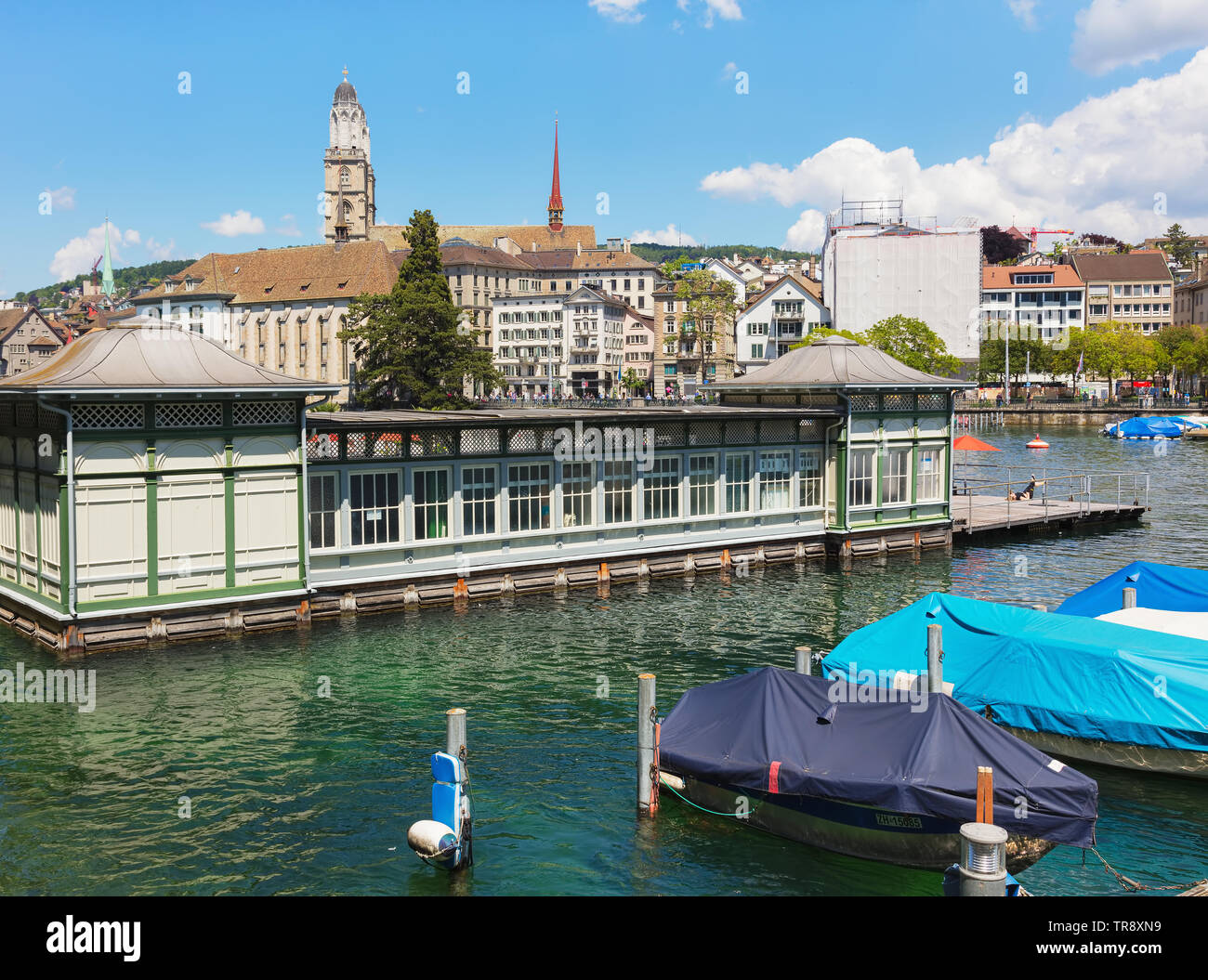 Zurich, Switzerland - May 30, 2019: the Frauenbad public bath in the ...