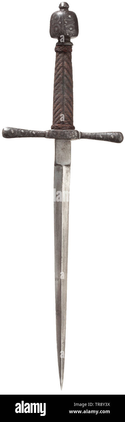 A French left-hand dagger with silver inlays, circa 1600 Slender double ...