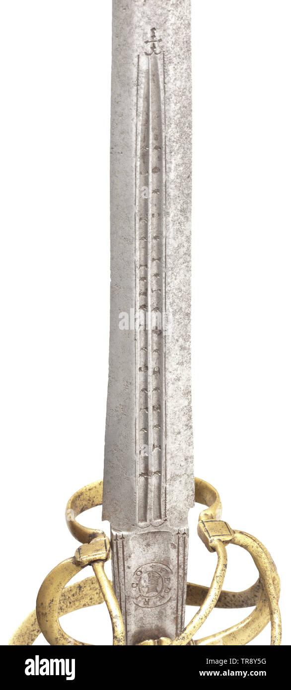 A gilt Italian rapier, circa 1580 Double-edged, robust and wide blade ...