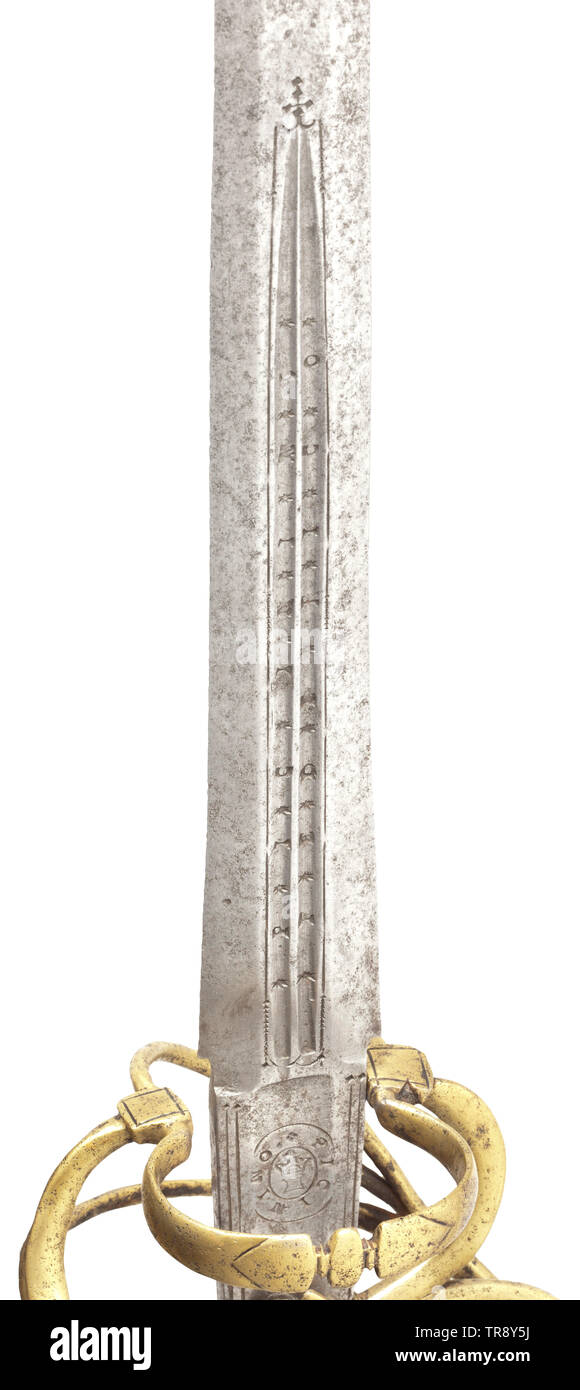 A gilt Italian rapier, circa 1580 Double-edged, robust and wide blade ...