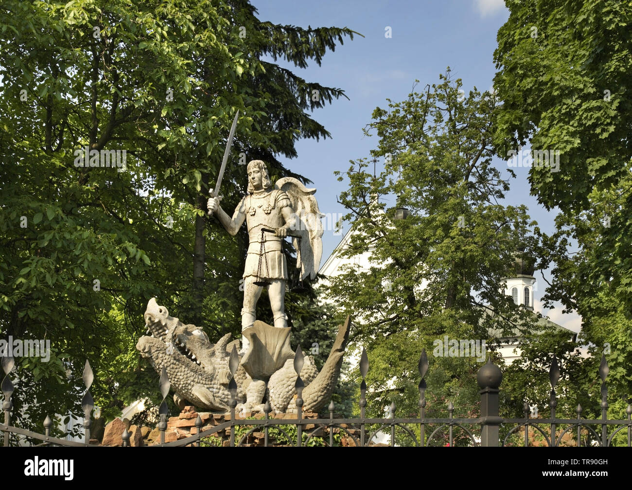 Symbol of Biala Podlaska - sculpture of the Archangel Michael. Poland ...