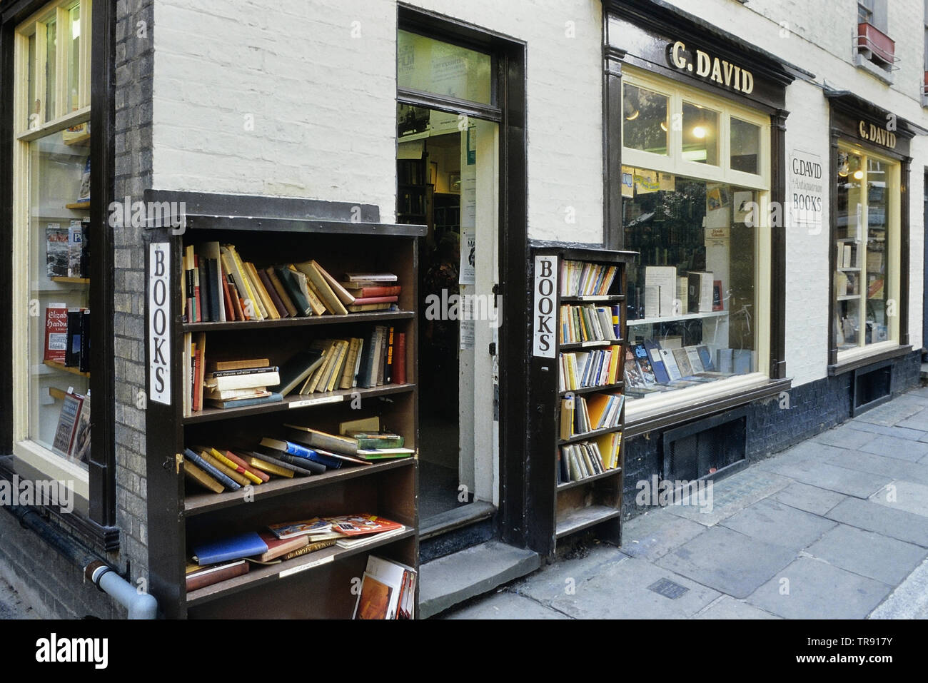 G. David bookshop, St Edward's passage, Cambridge, England, UK. Circa ...