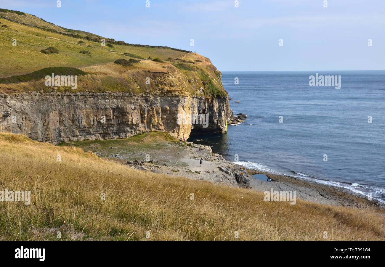 Looking down towards Dancing Ledge Stock Photo - Alamy