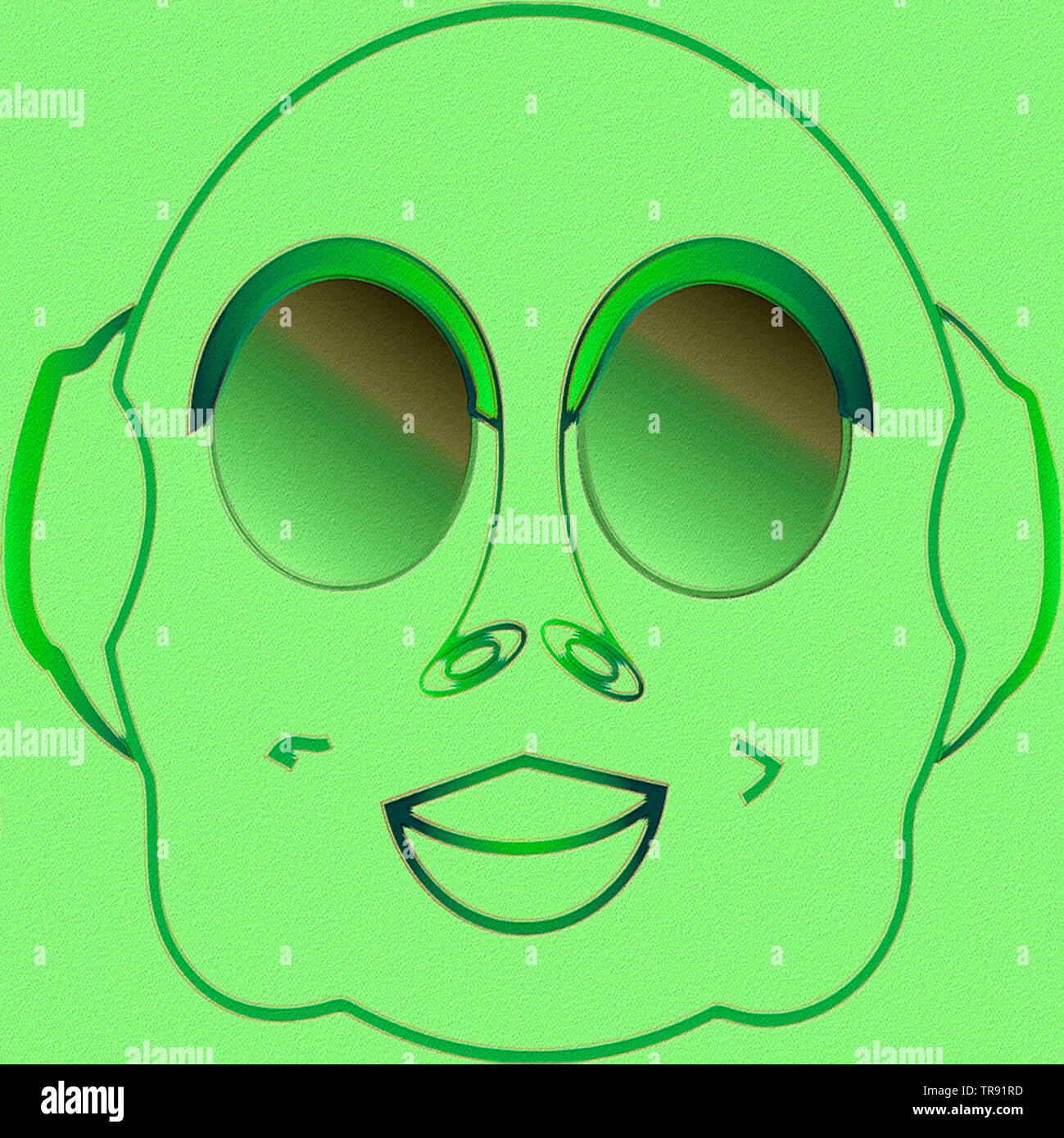 A Comic face done in green on a matching green background Stock Photo ...