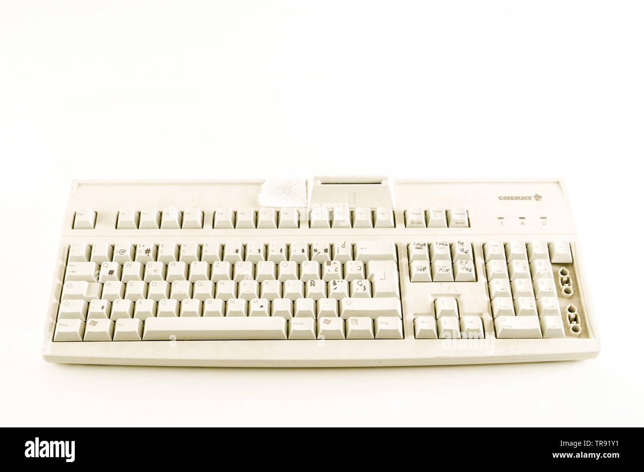 Close-up of vintage pc computer keyboard Object on a White Background ...