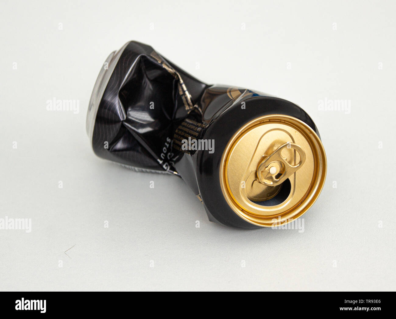 Compressed can isolated on a white background, Aluminum recycling old ...