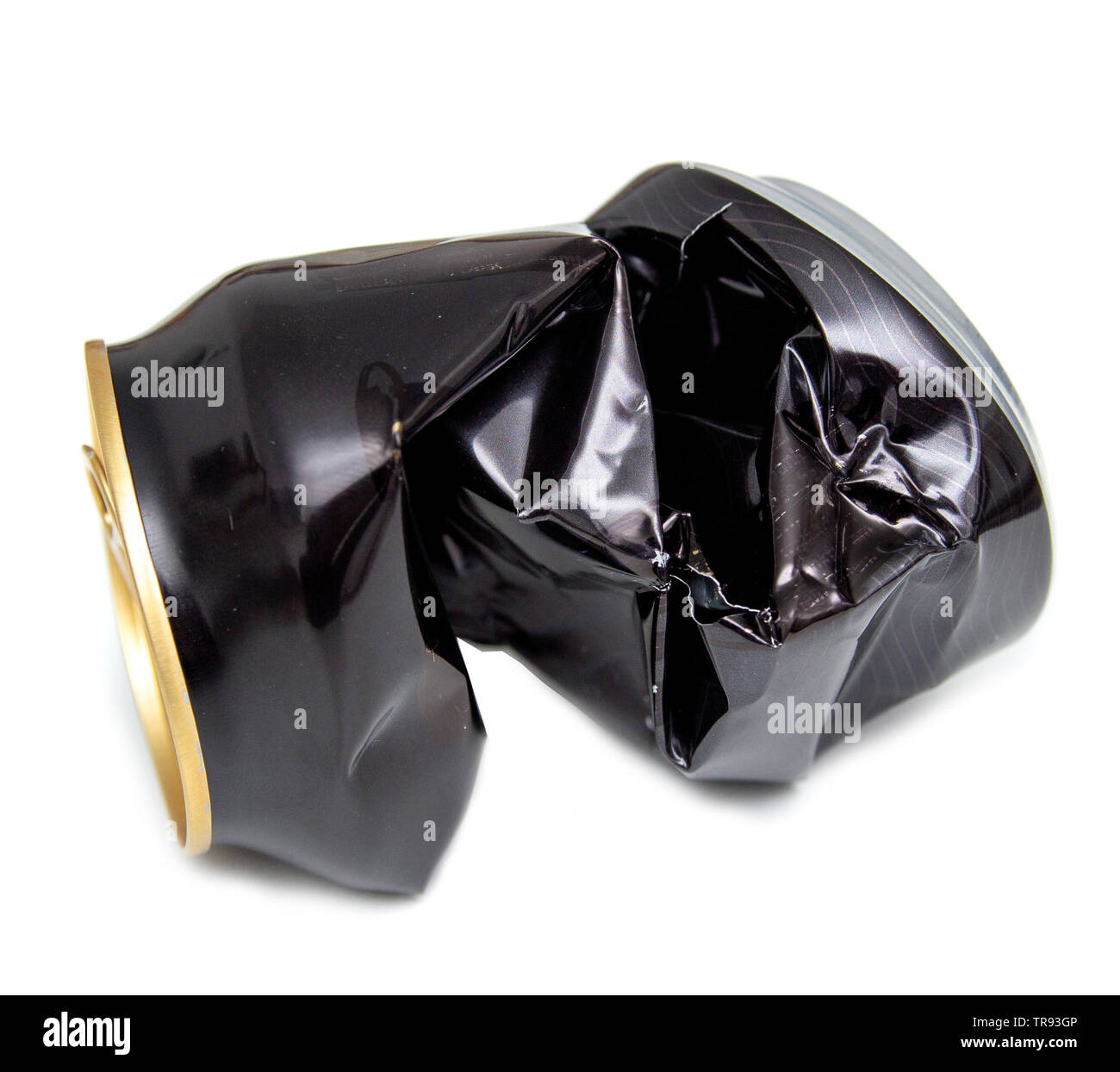 Compressed can isolated on a white background, Aluminum recycling old ...