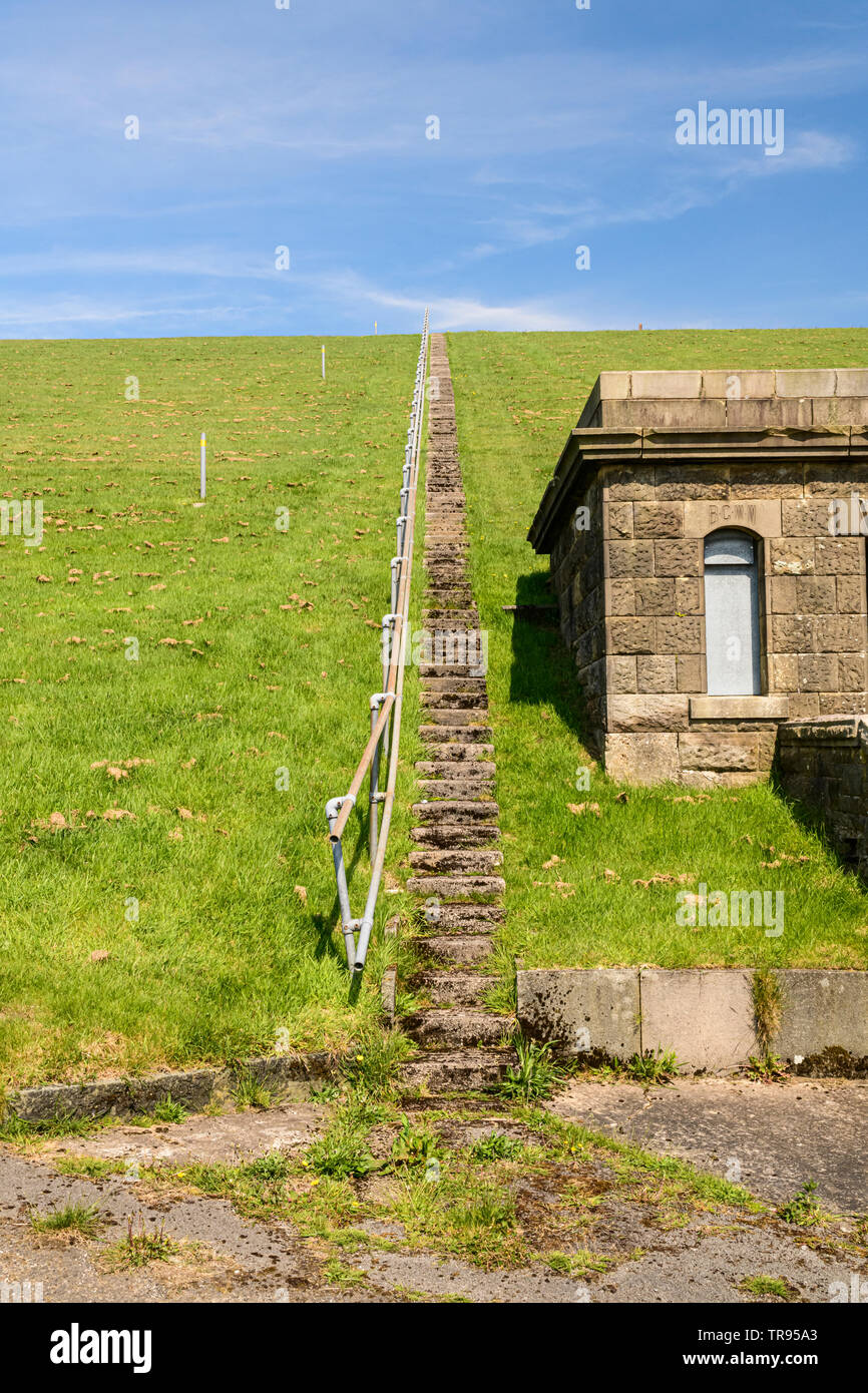 Steps upto a reservoir with access building Stock Photo - Alamy