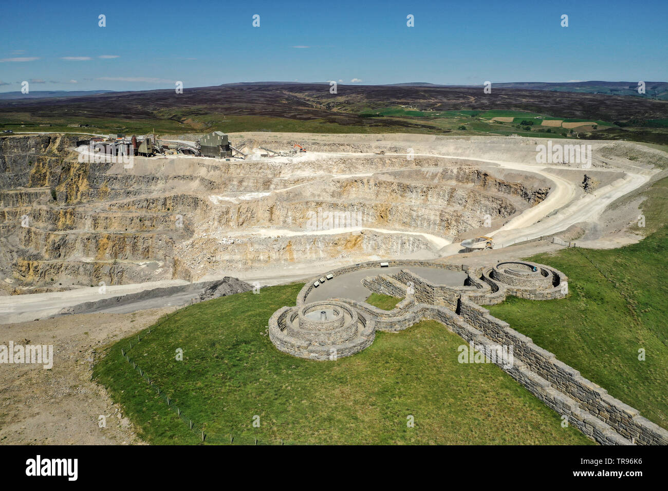 An aerial view of the Coldstones Cut artwork with Hanson's Coldstones ...