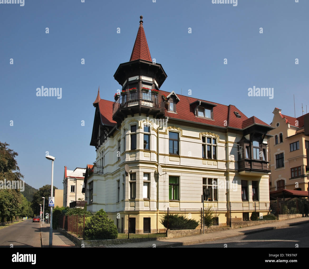 Old street in Decin. Czech Republic Stock Photo - Alamy