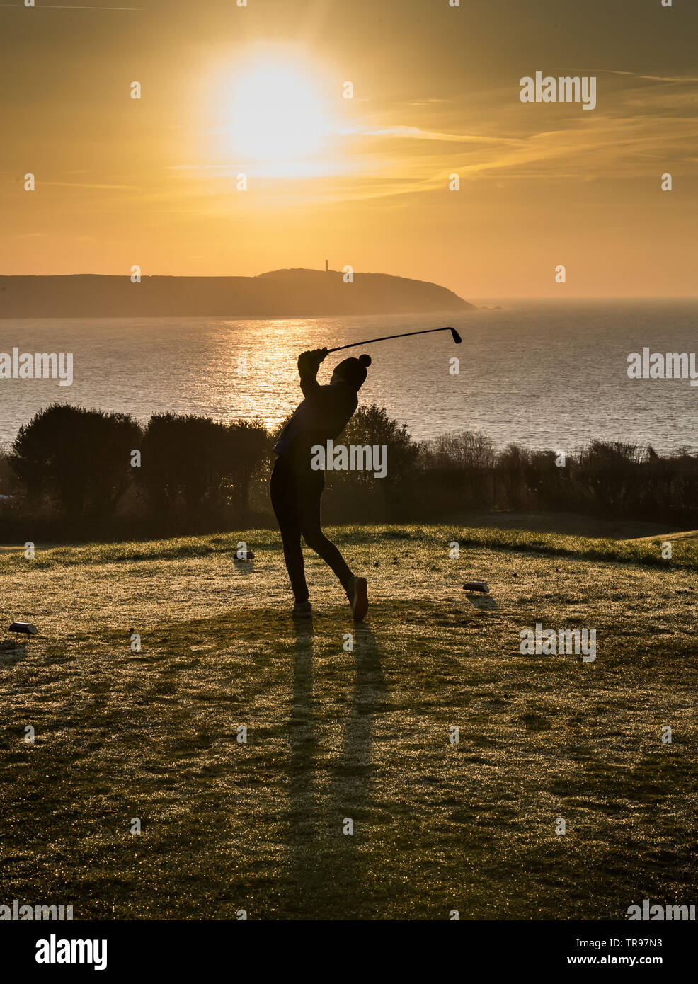 Early morning golf at Carlyon Bay Cornwall Stock Photo - Alamy
