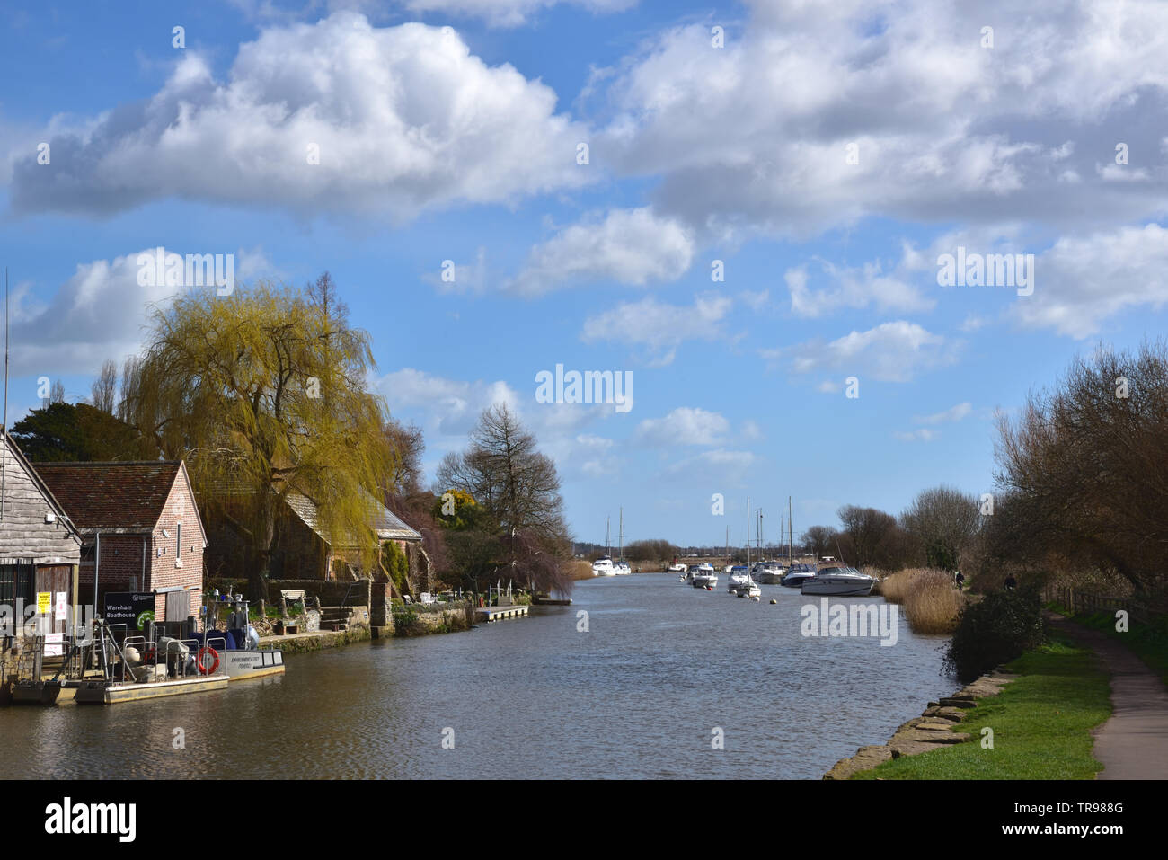 The River Frome at Wareham looking down river towards Poole harbour ...