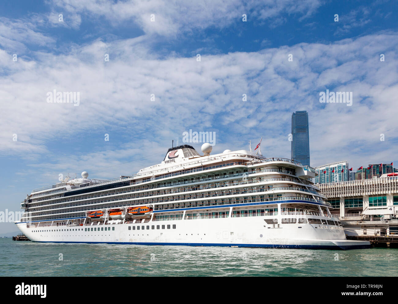A Viking Orion Cruise Ship Moored At The Port Terminal, Kowloon, Hong ...