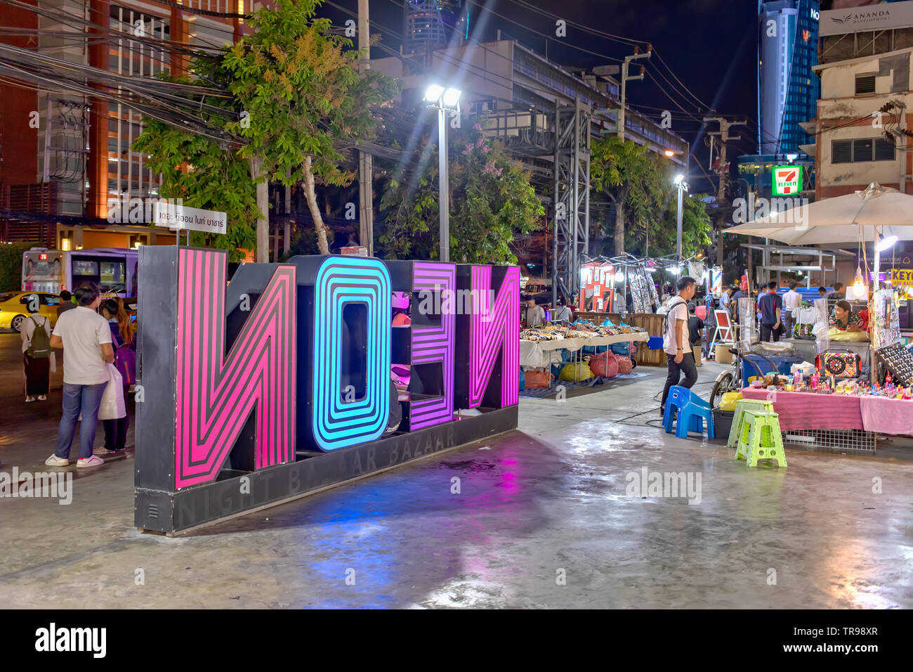 Talad neon night market hi-res stock photography and images - Alamy