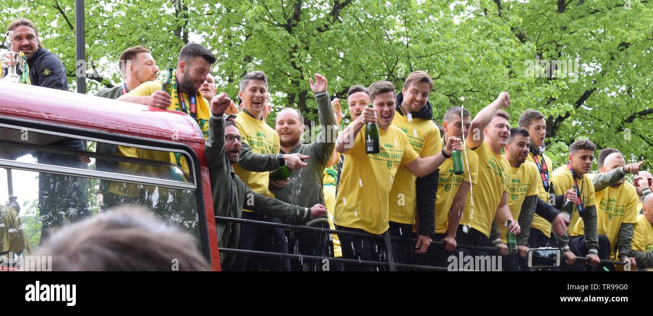 Norwich city football bus hi-res stock photography and images - Alamy