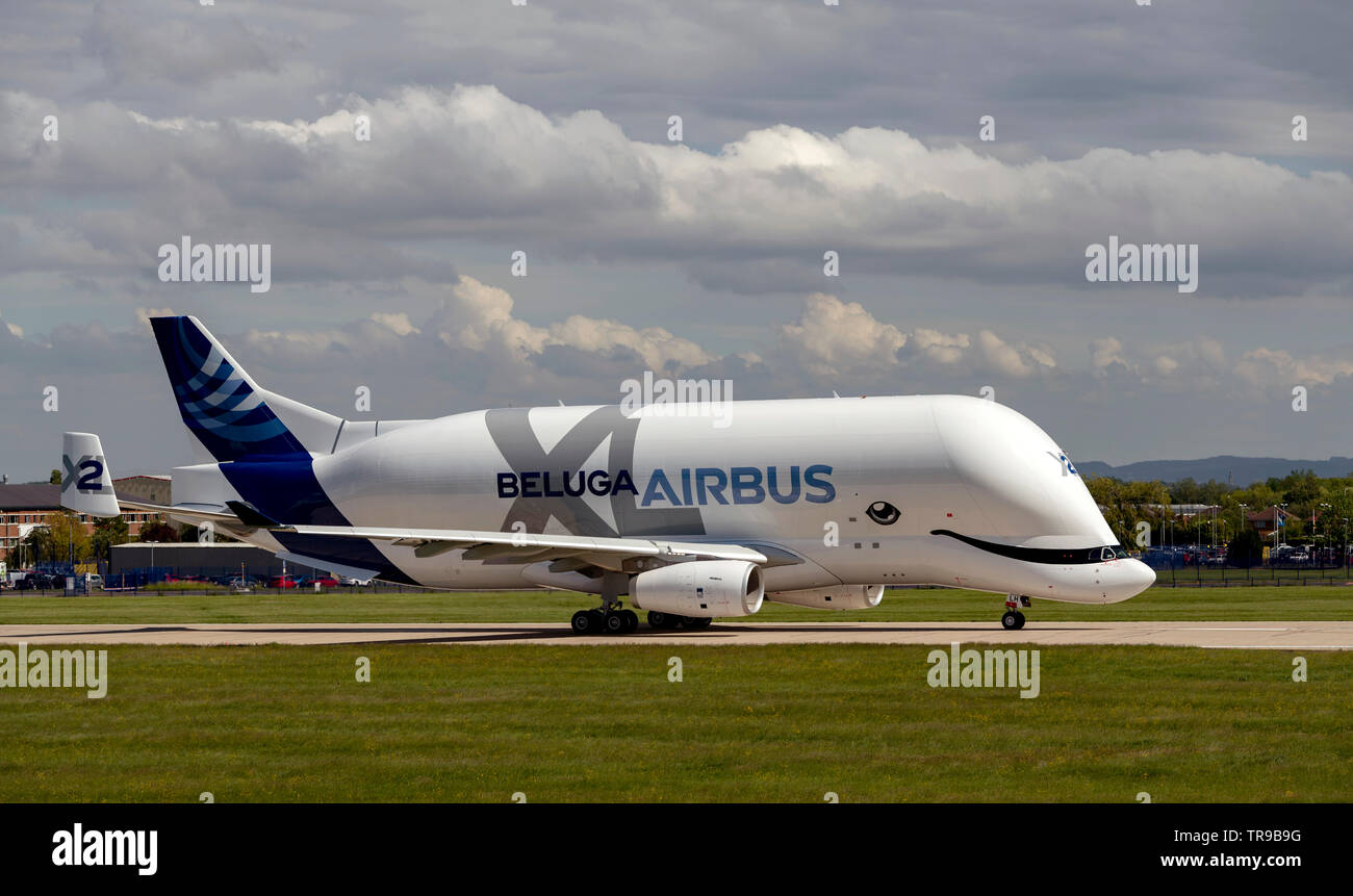 Airbus A330-743L Beluga XL2, F-WBXS at Hawarden Airport positioning for ...