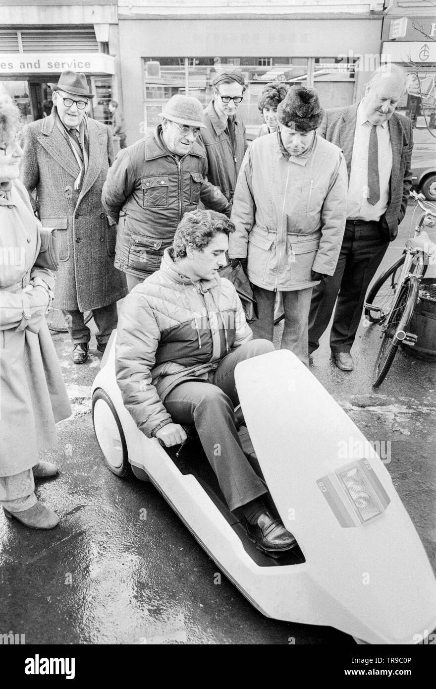 England. 10th January 1985. The launch of the Sinclair C5 Electric ...