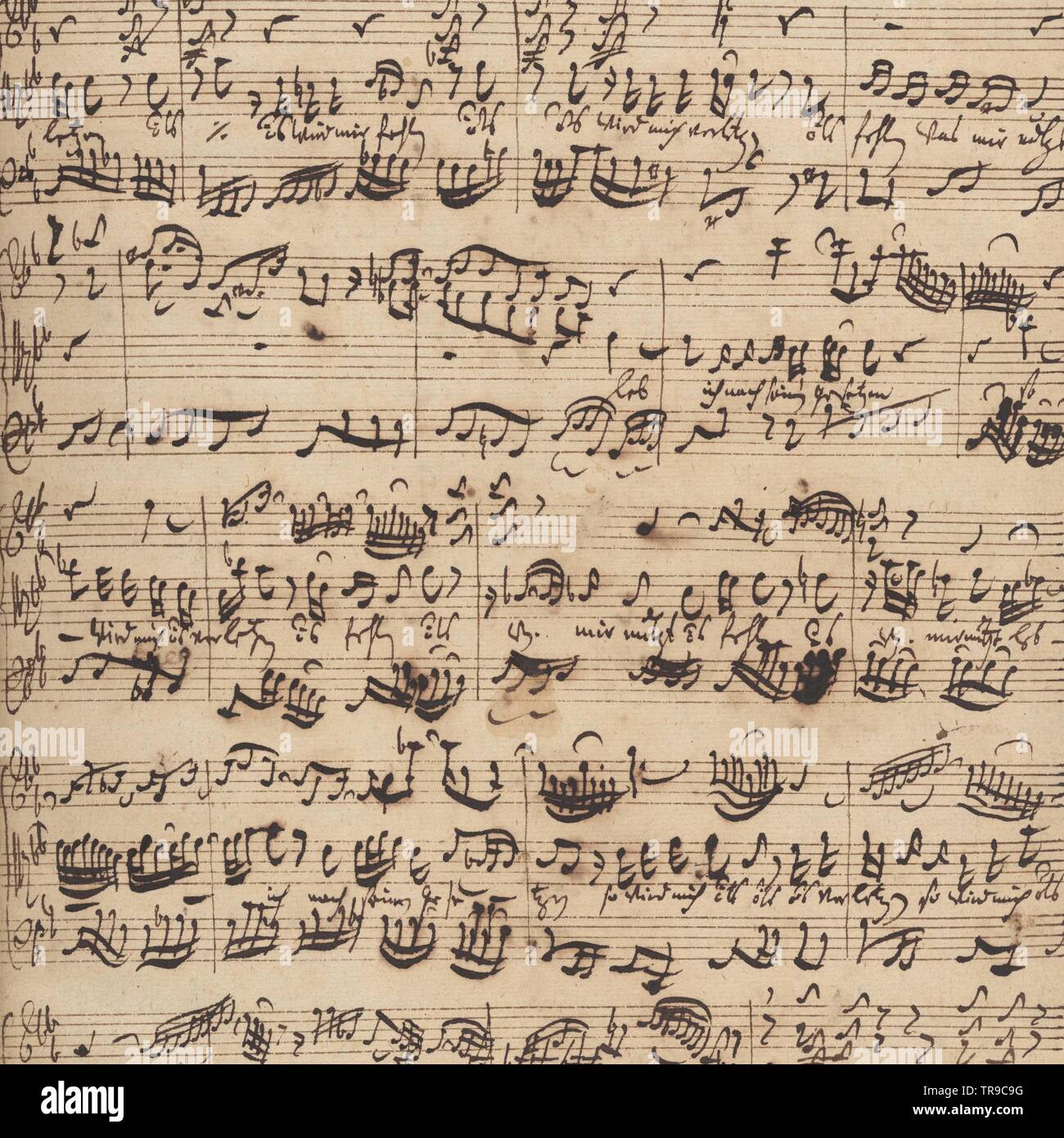 Old sheet music, combined with various textures, creates a digital ...