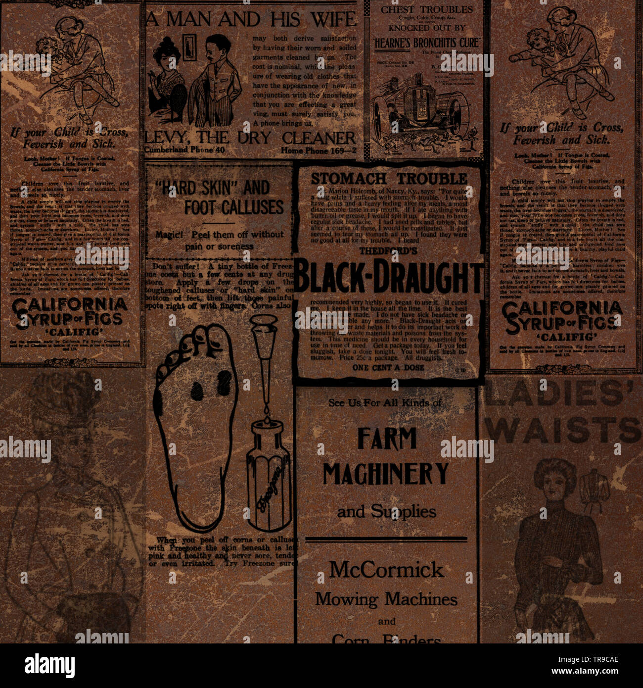 Old advertisements from public domain newspapers were collaged to ...