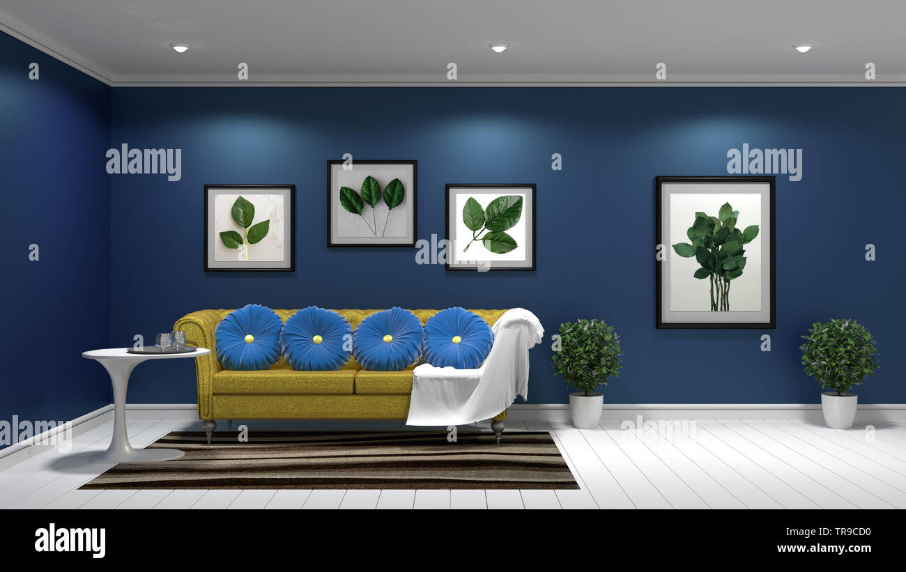 Mock up, hipster living room interior design Stock Photo - Alamy