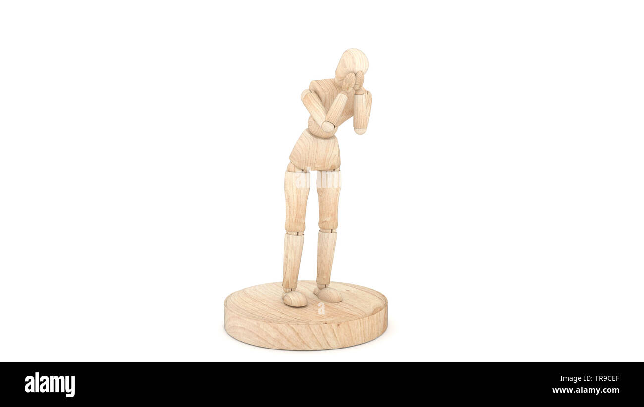 Sad Wooden Dummy. 3D rendering Stock Photo - Alamy