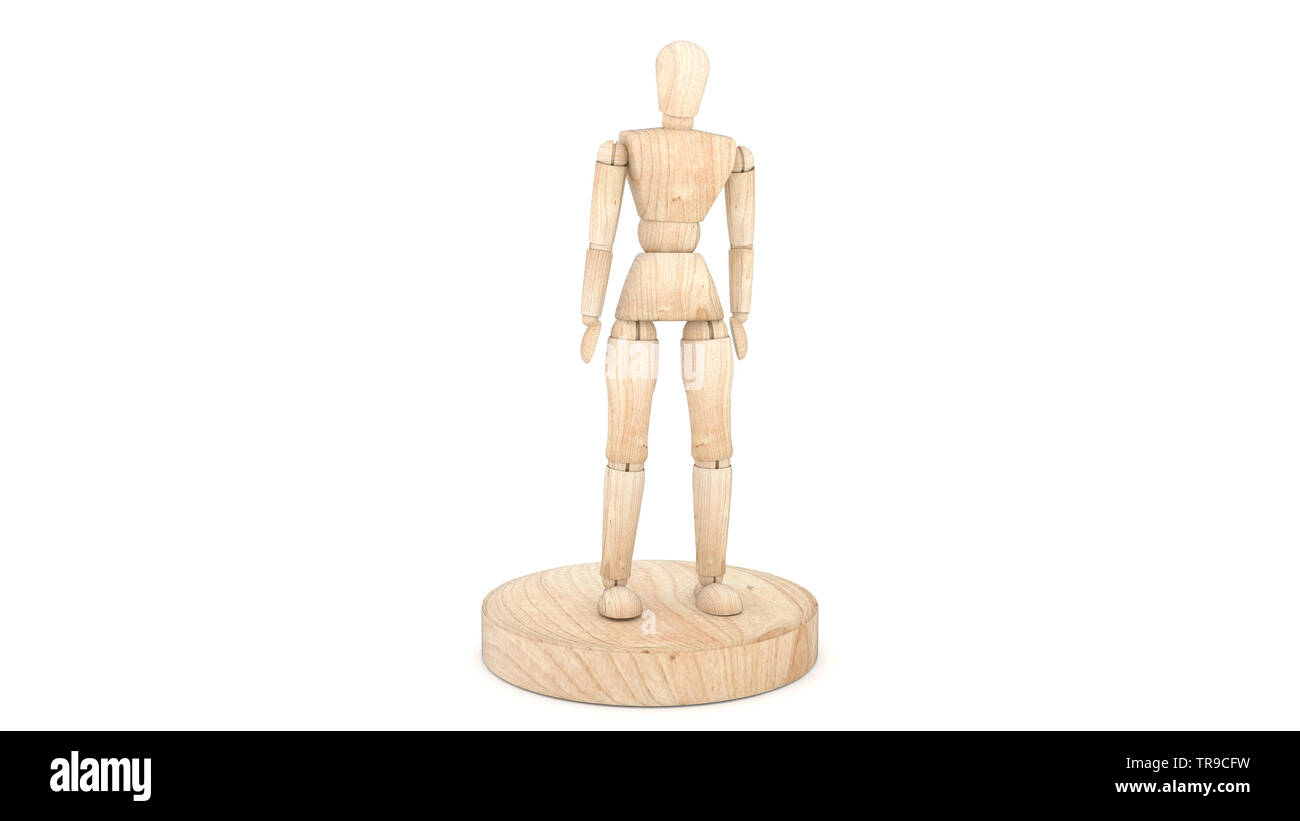 Wooden Dummy Stand, Show, Present. 3D rendering Stock Photo - Alamy