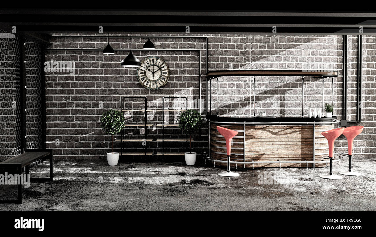 3d render cafe bar interior hi-res stock photography and images - Alamy