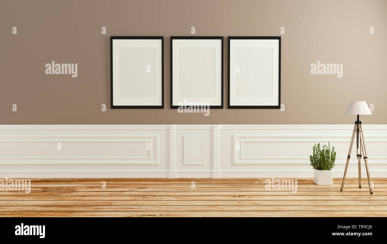 Room interior wooden style. 3D rendering Stock Photo - Alamy