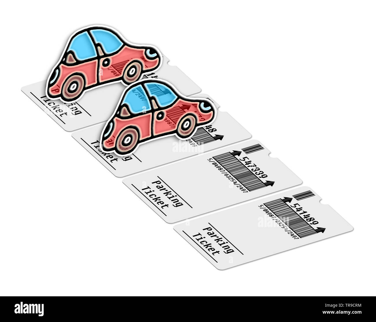 Ticket for parking area on white background - concept image. Bar code ...