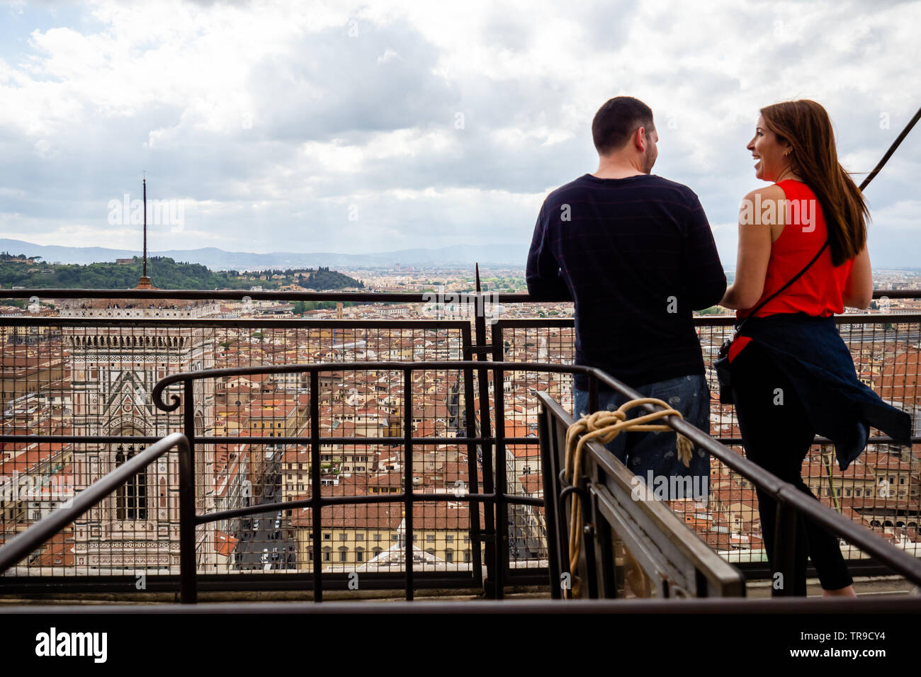 Girl standing railing observation hi-res stock photography and images ...