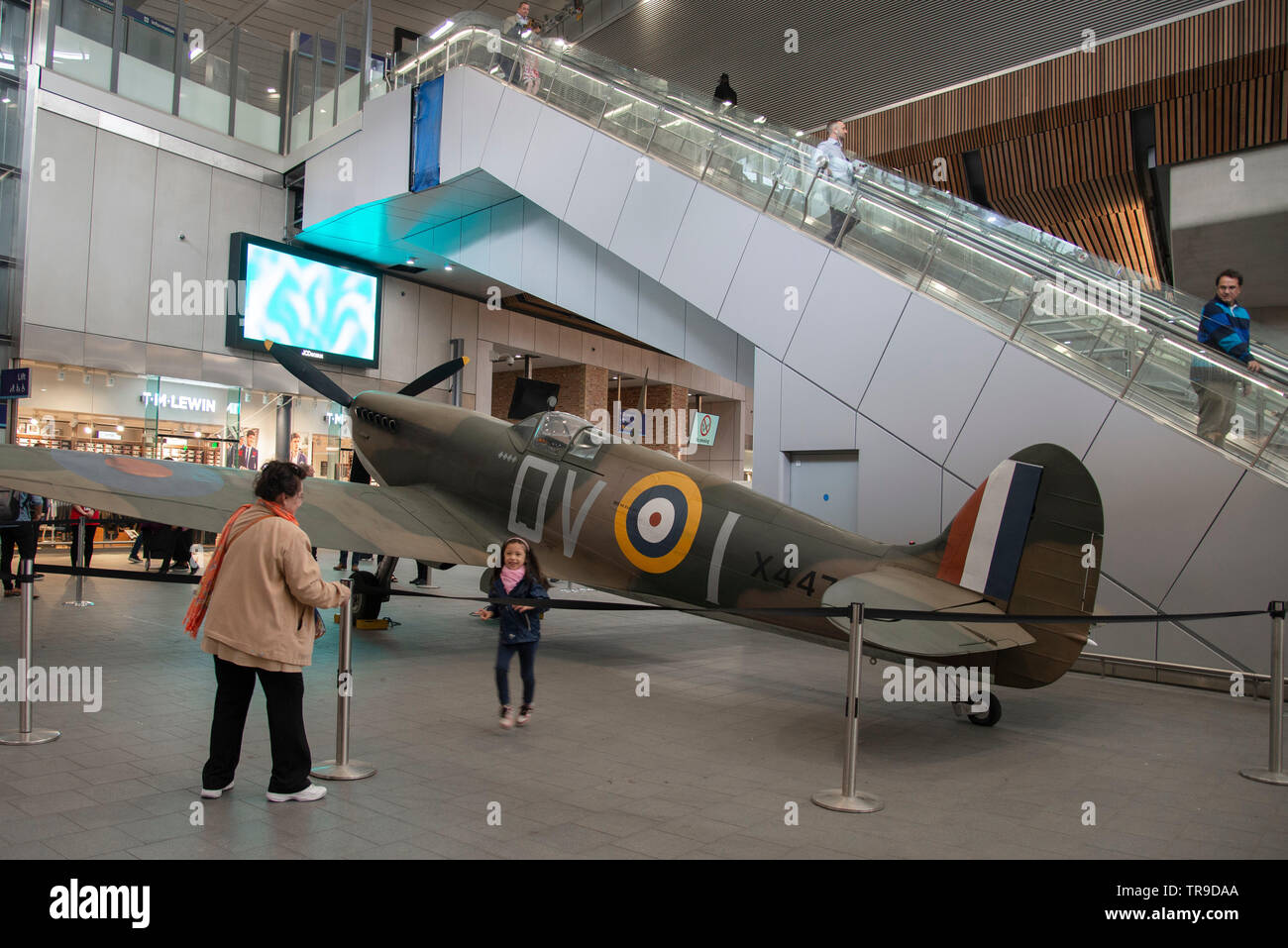 London, UK. 31st May, 2019. A replica Supermarine Spitfire sits on the ...