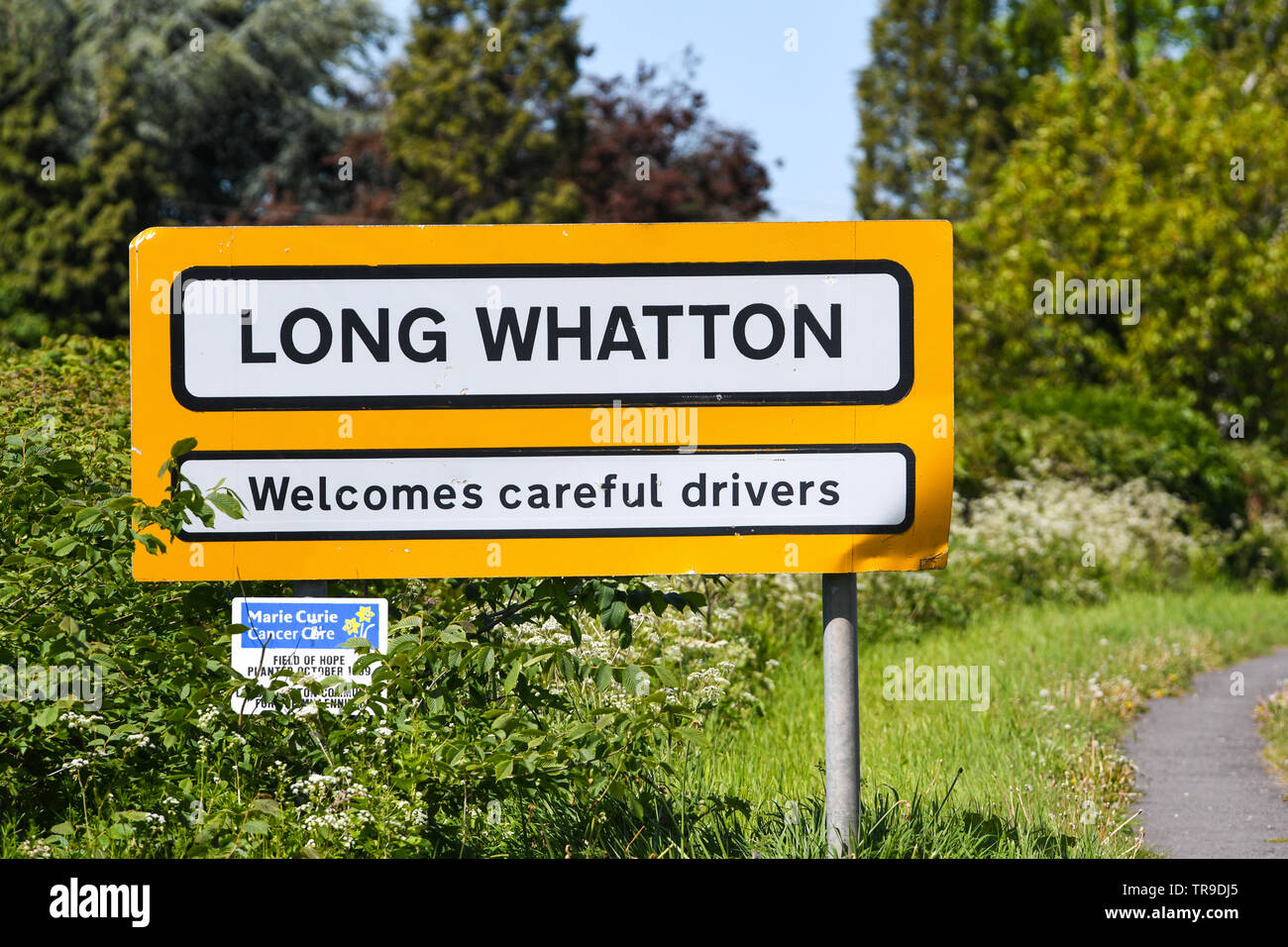 long whatton village sign leicestershire Stock Photo - Alamy