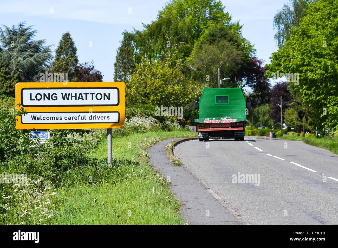 long whatton village sign leicestershire Stock Photo - Alamy