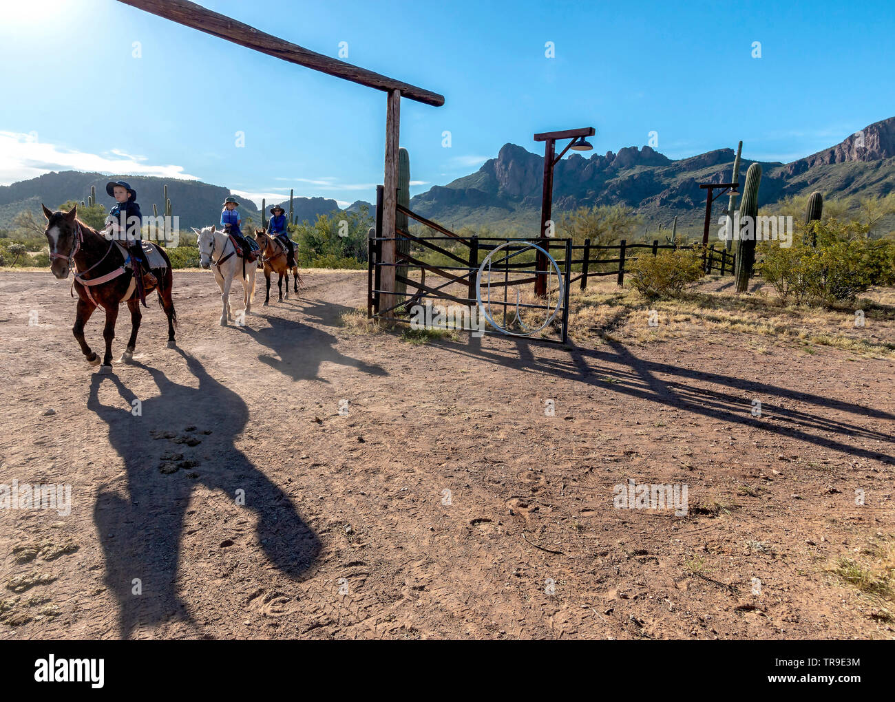 Guests on breakfast ride at White Stallion Ranch, a dude ranch just ...