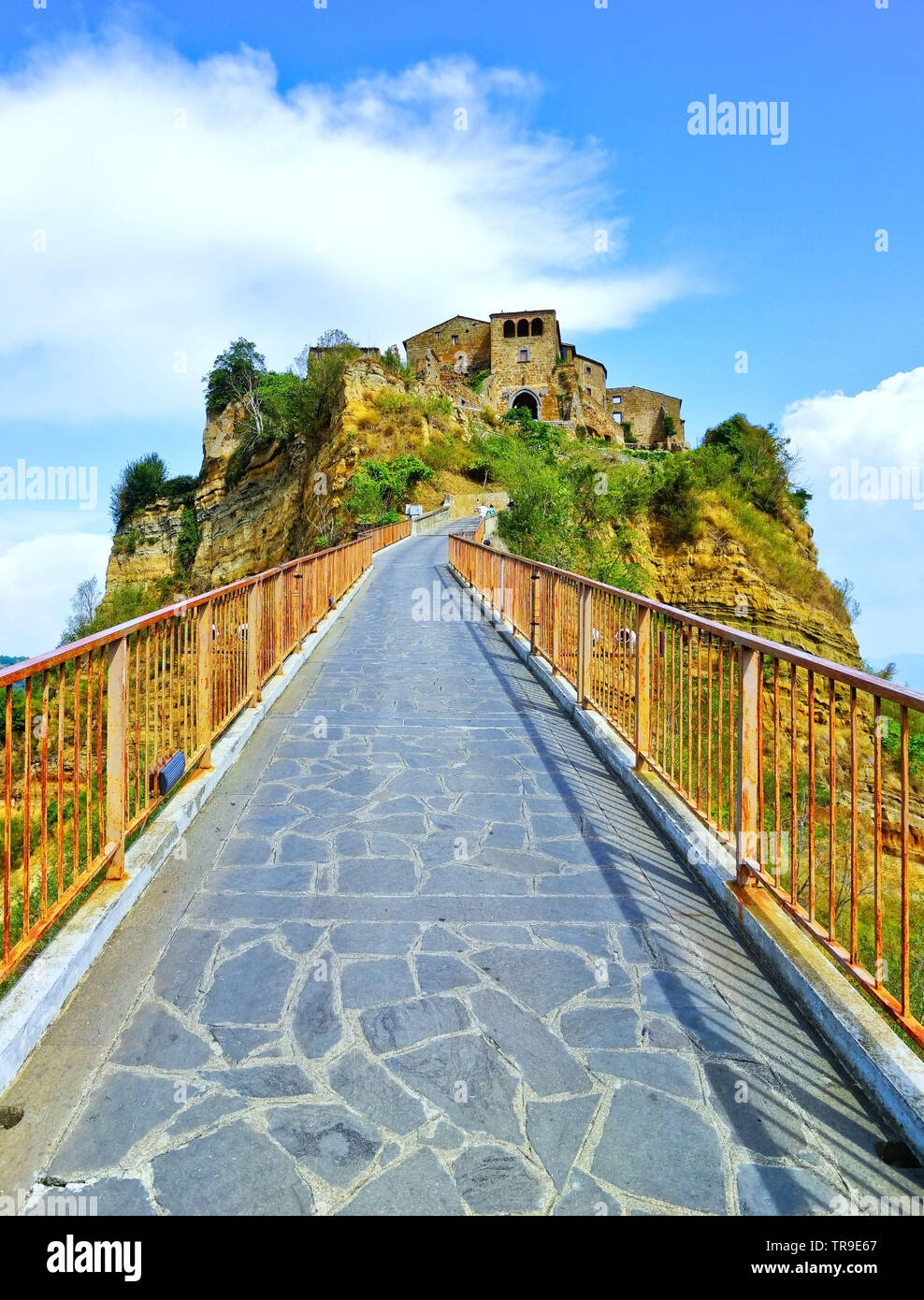View of Civita village located on a hill and connected with Bagnoregio ...