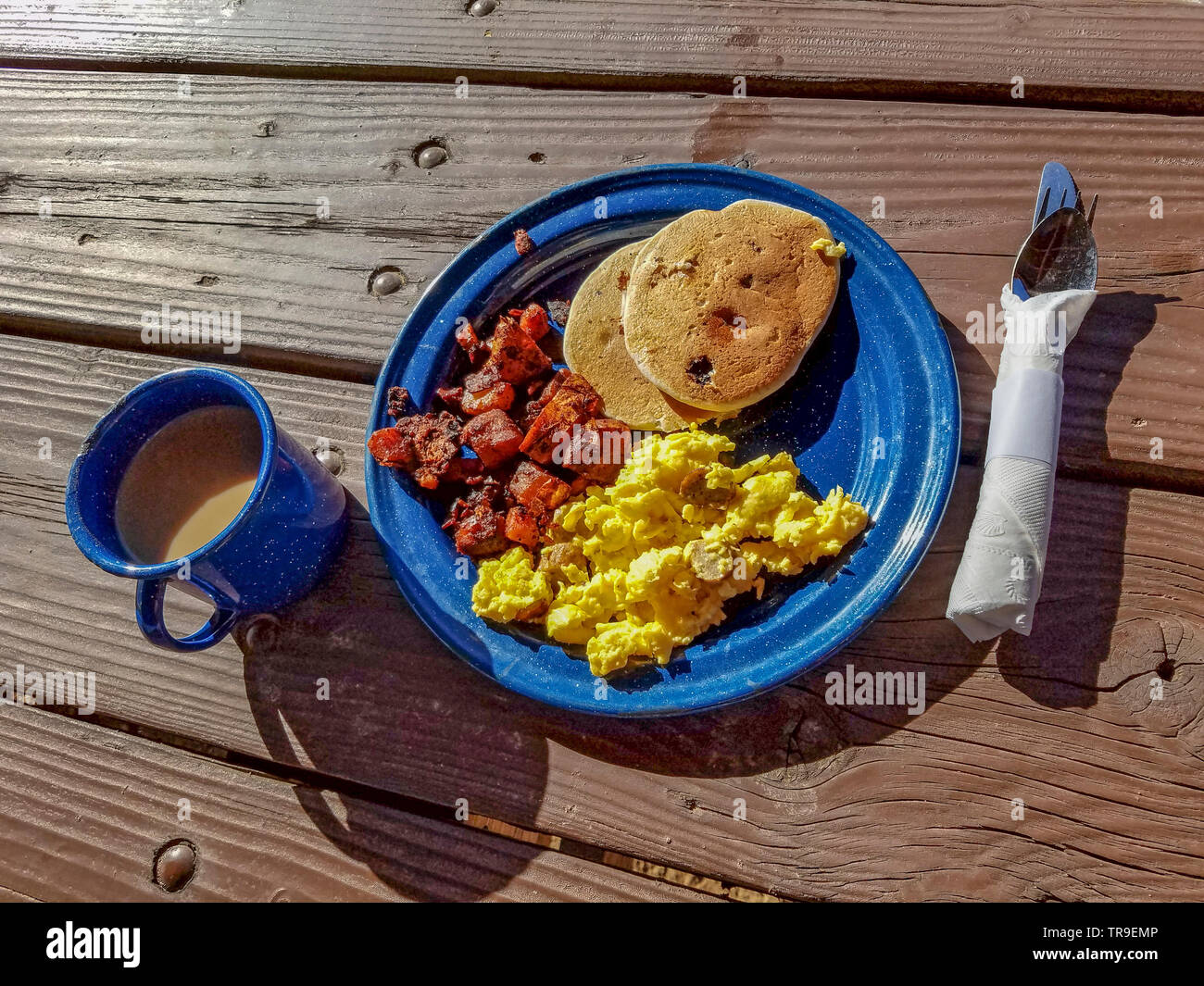 Scrambled eggs bacon pancakes hi-res stock photography and images - Alamy