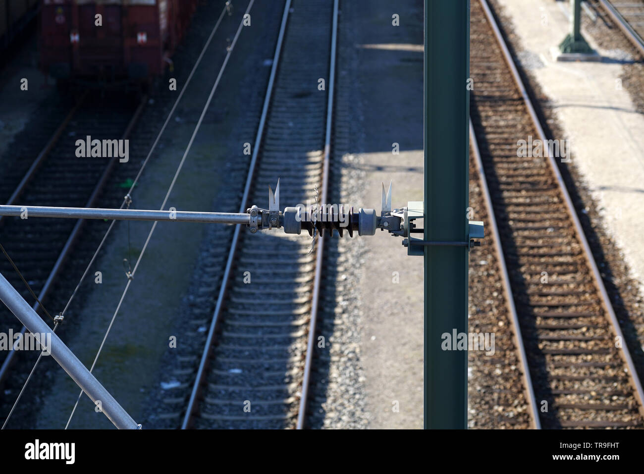 Electric cables in railway in very good condition in Germany Stock ...