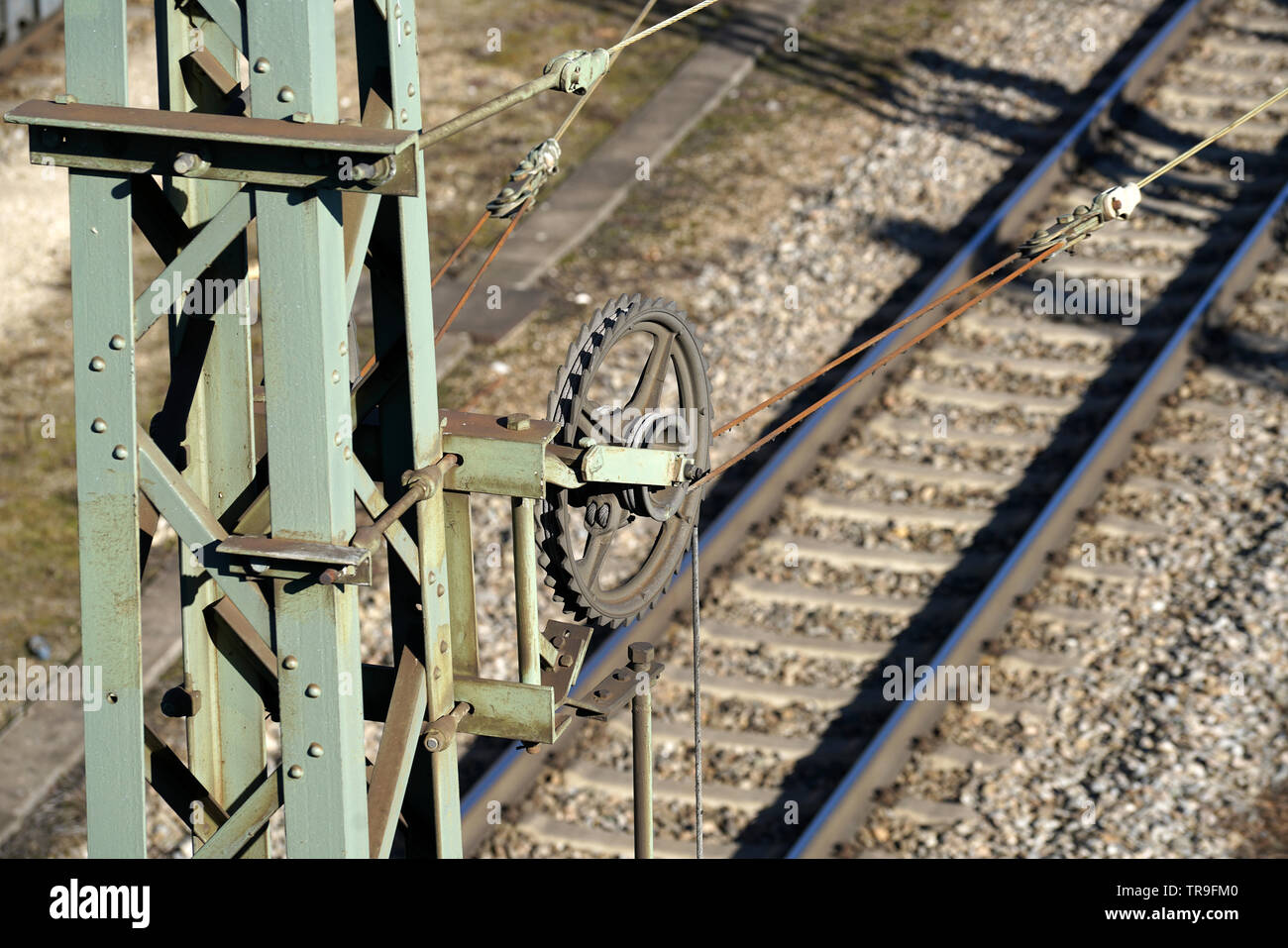 Electric cables in railway in very good condition in Germany Stock ...
