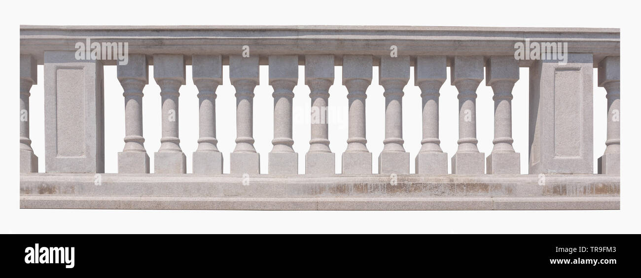 An old classic isolated balustrade. Ancient fence. Ancient clipping ...