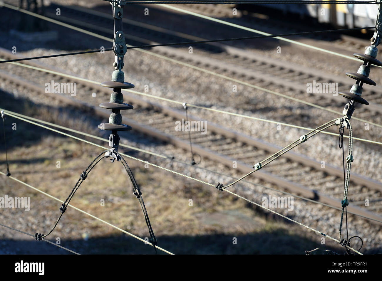 Electric cables in railway in very good condition in Germany Stock ...