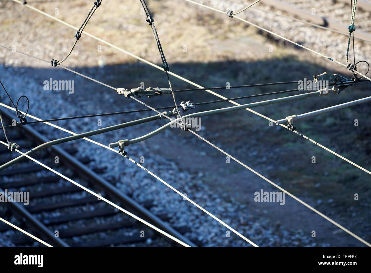 Electric cables in railway in very good condition in Germany Stock ...