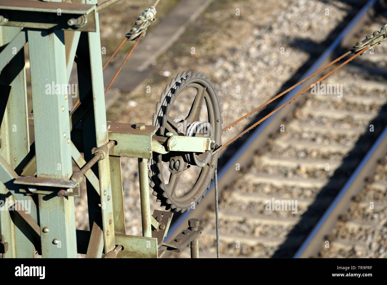 Electric cables in railway in very good condition in Germany Stock ...