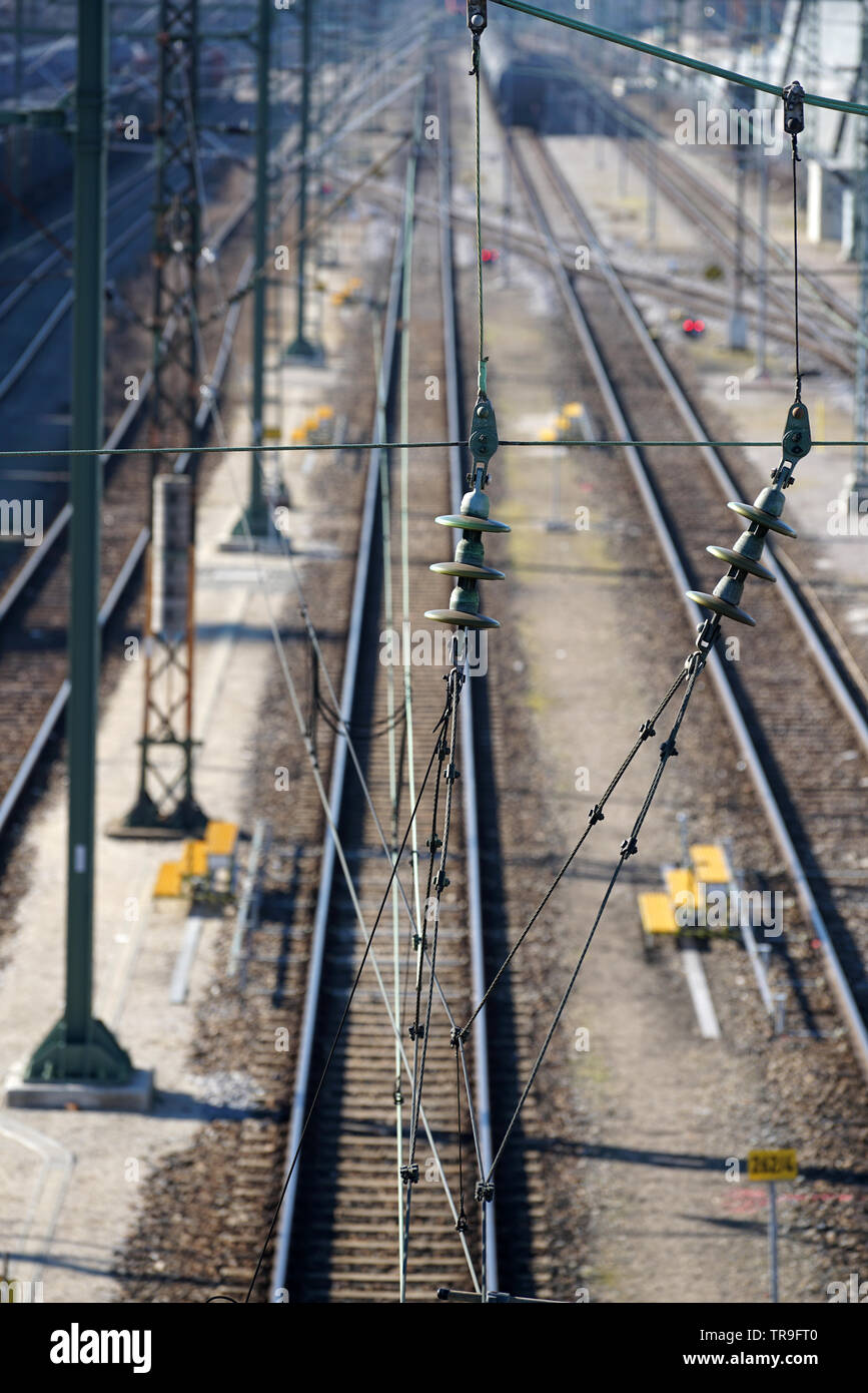 Electric cables in railway in very good condition in Germany Stock ...