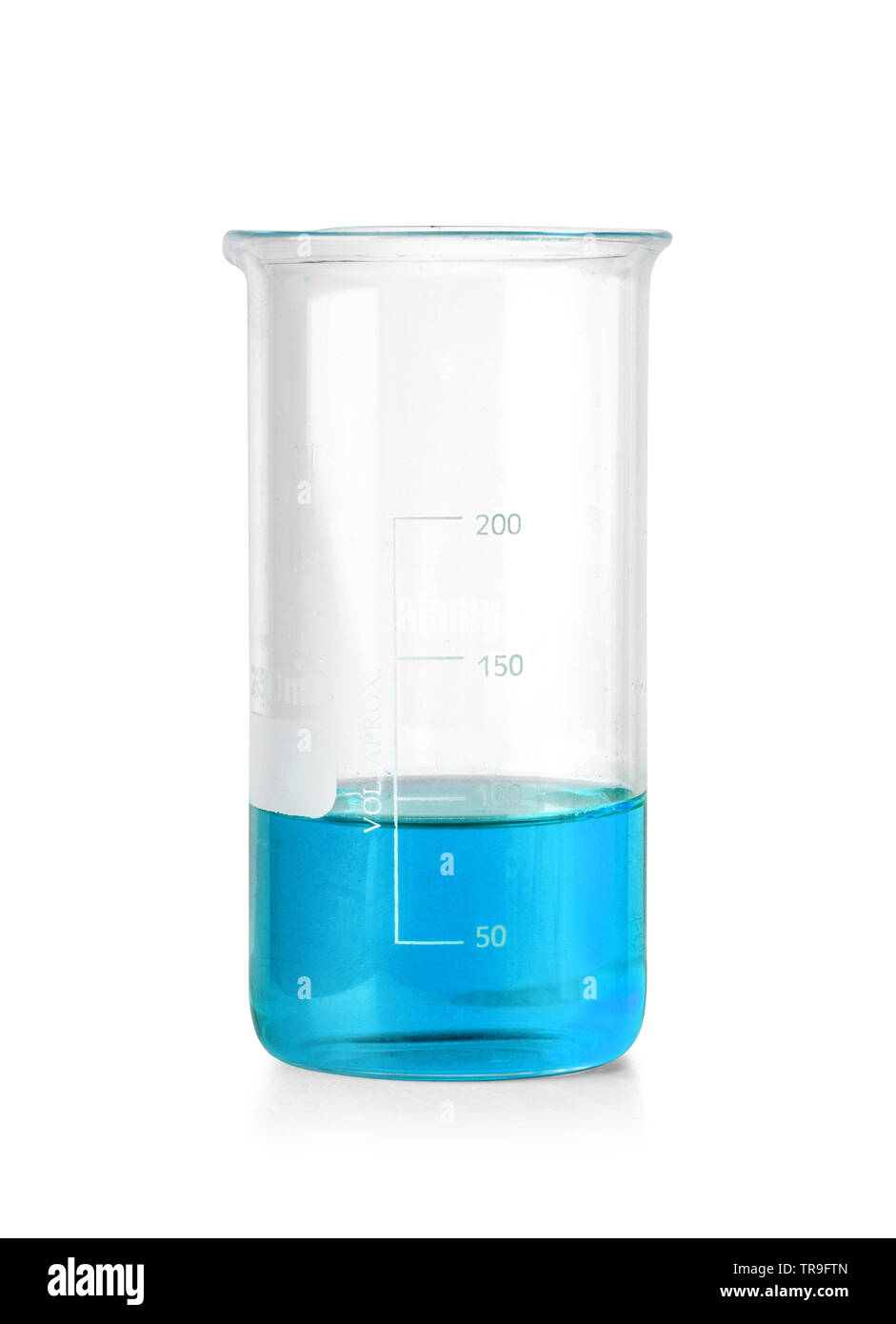 Flask with blue liquid isolated on white background isolated on white ...