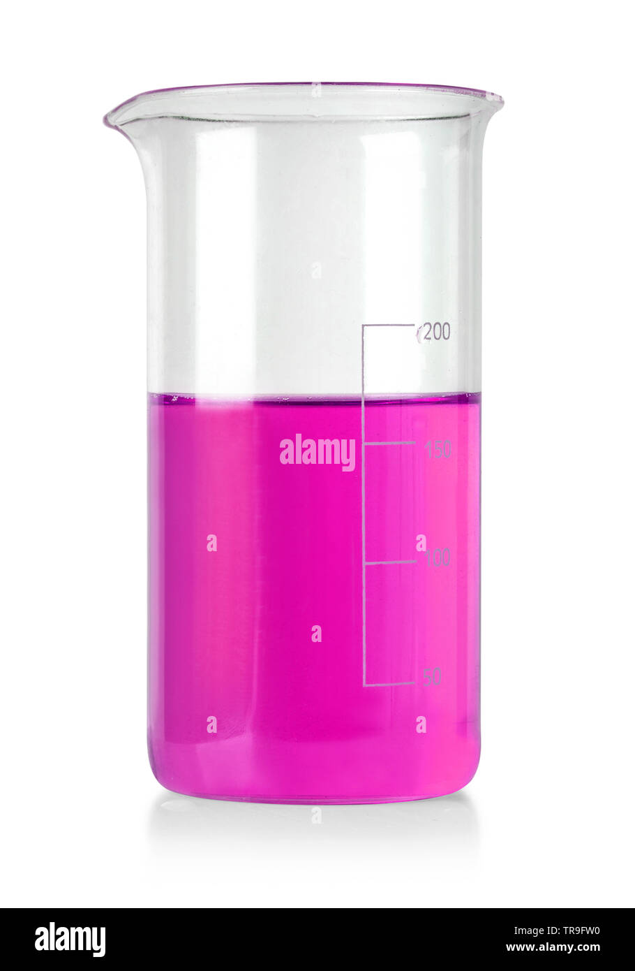 Flask with pink liquid isolated over white background , with clipping ...