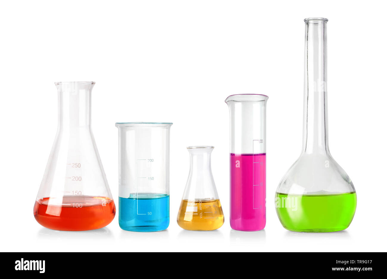 Flasks with liquid isolated on white background isolated on white Stock ...