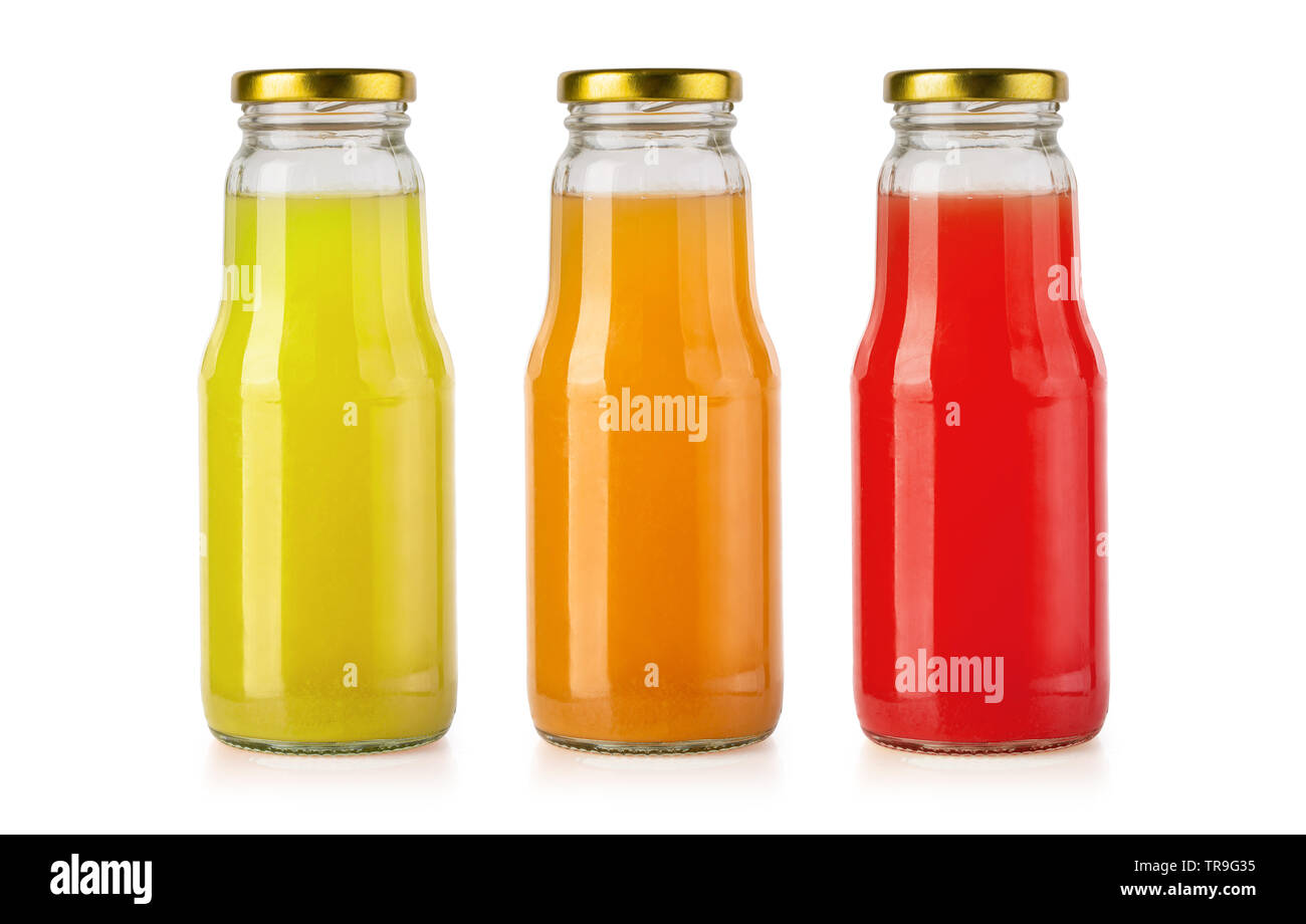 Juice glass bottle isolated on white with clipping path Stock Photo - Alamy
