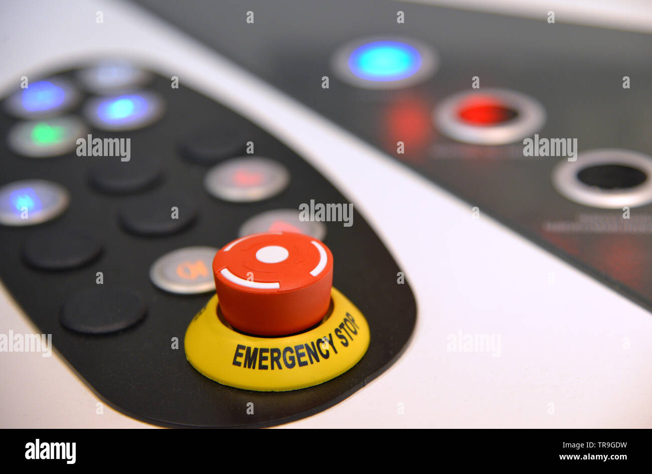 Emergency stop button in red hi-res stock photography and images - Alamy