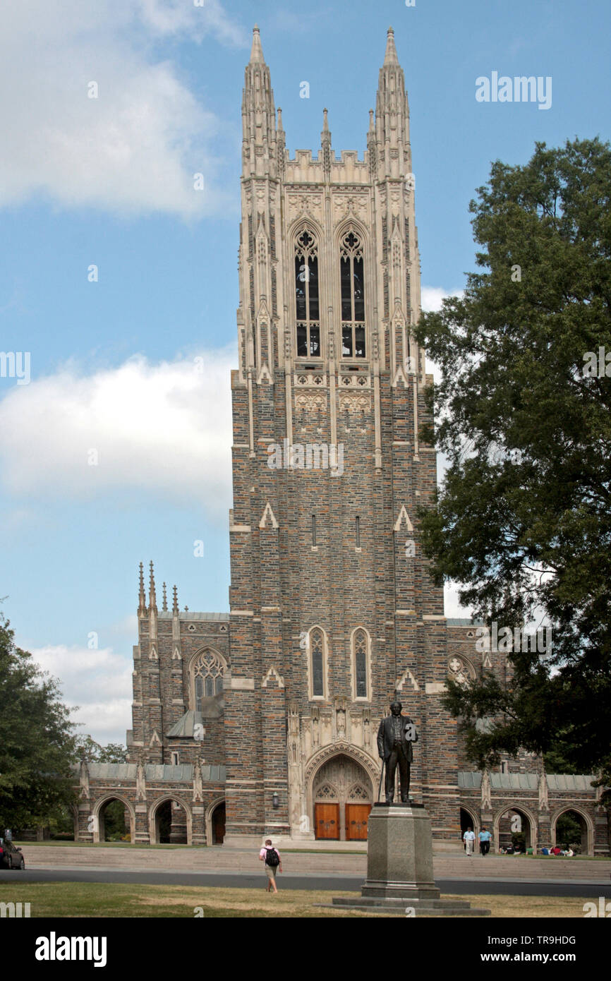 The statue of James B. Duke in front of the Duke Chapel in Durham ...