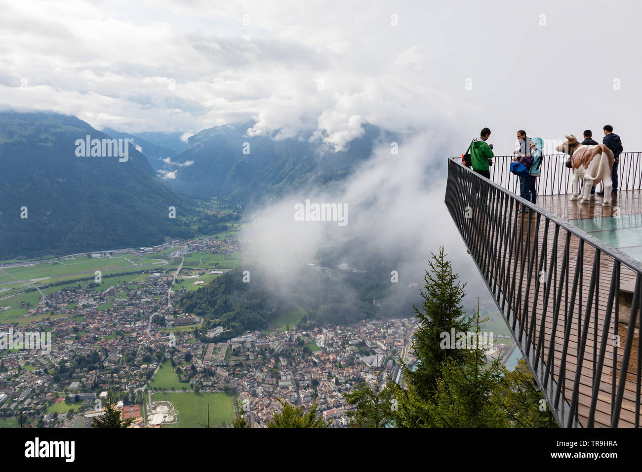 Aerial view of Interlaken, Bernese Oberland. Scenic view from the ...
